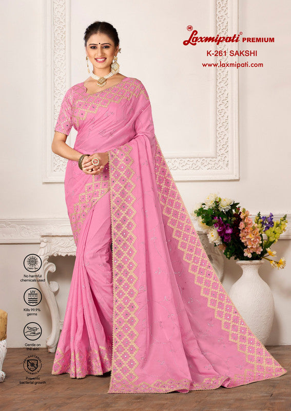 Laxmipati Sakshi K-261 Pink Soft Organza Saree – SANSKAR