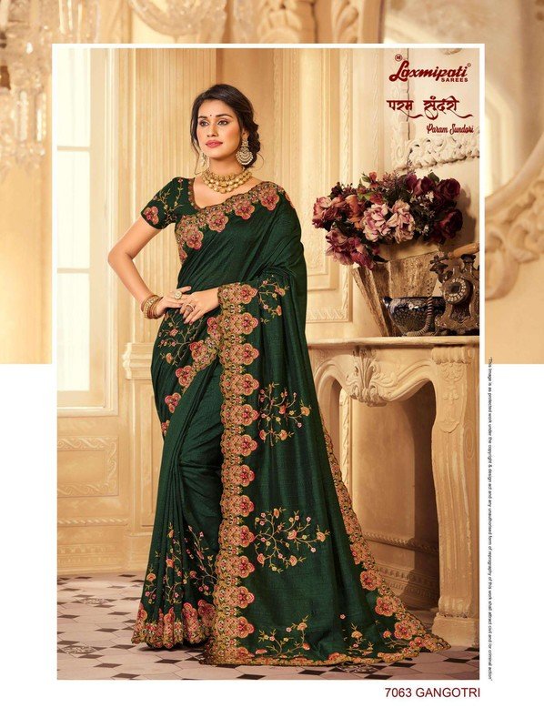 Laxmipati Param Sundari 7063 Green Silk Saree – Sanskar Sarees