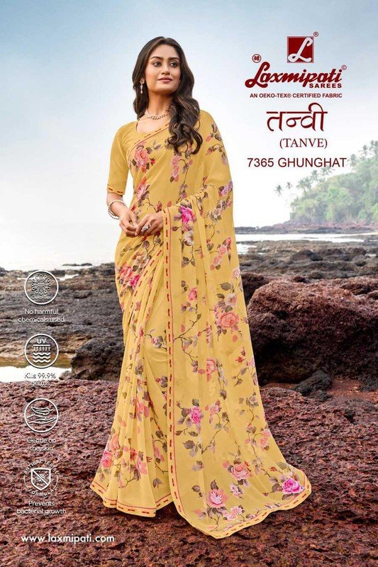 Laxmipati Tanvi 7365 Yellow Georgette Saree – SANSKAR