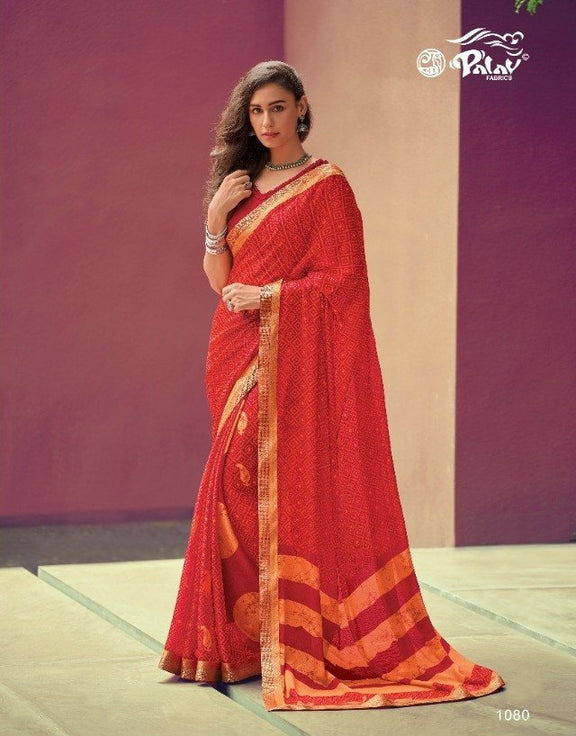 Palav Palav Collection P1080 Red Unique Fancy Fabric Saree – SANSKAR