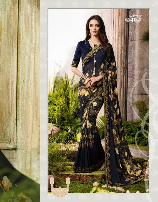 Palav Palav Collection P789 Blue Unique Fancy Fabric Saree – SANSKAR